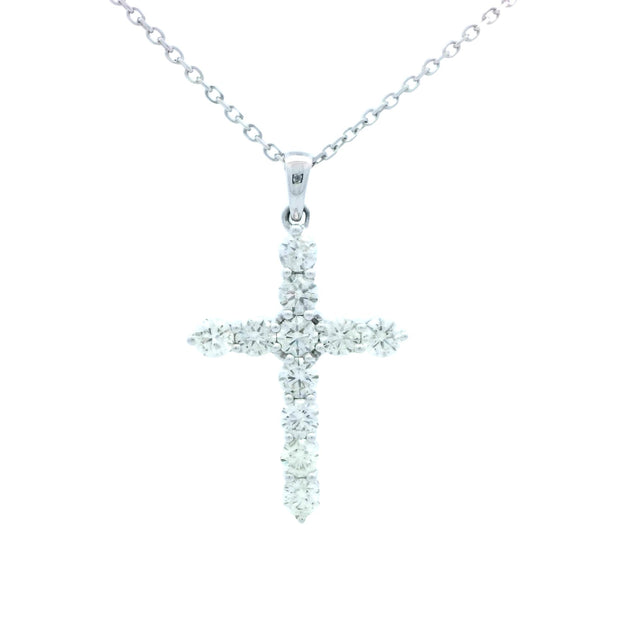 Heera Moti 14k White Gold Diamond Cross Pendant Necklace – WCAB35-18 ...